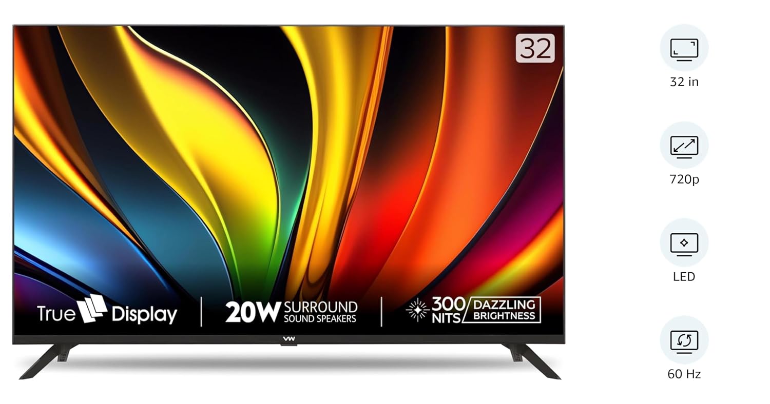 VW 80 cm (32 inches) Frameless Series HD Ready LED TV VW32A (Black ...