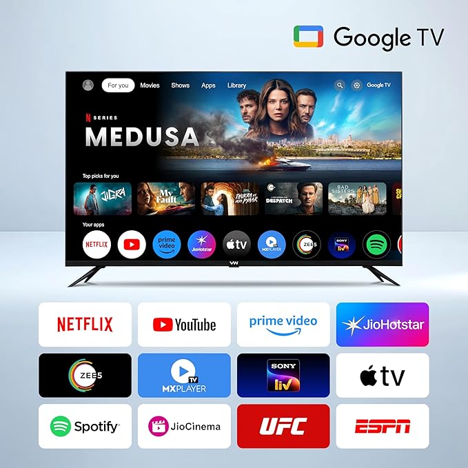 VW 109 cm (43 inches) 4K Ultra HD Smart QLED Google TV (Black) | with ...