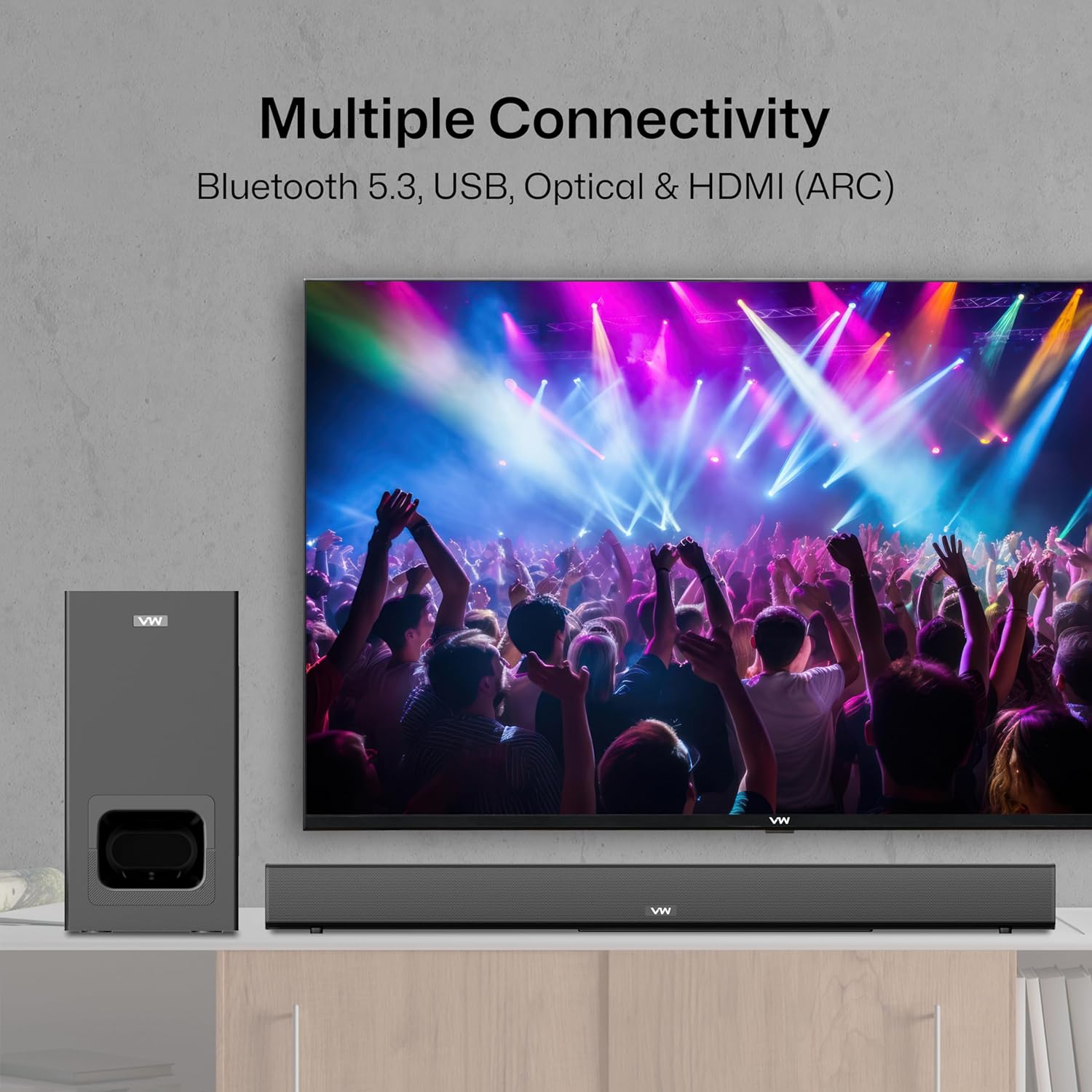 VW Sonic Bar | 120W Soundbar | 2.1 Channel Home Theatre | 5.25” Wired ...