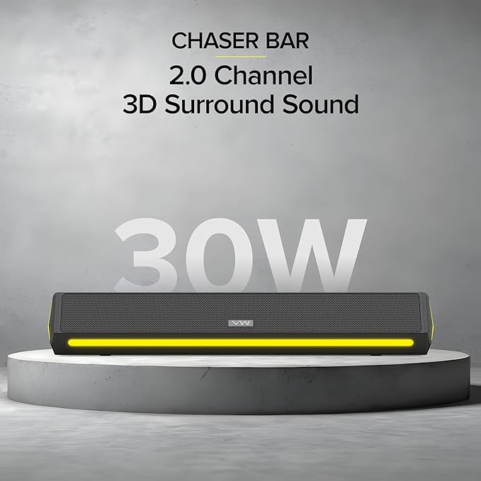 VW Chaser Bar | 30W Bluetooth SoundBar | 2.0 Channel | Multiple Connec ...