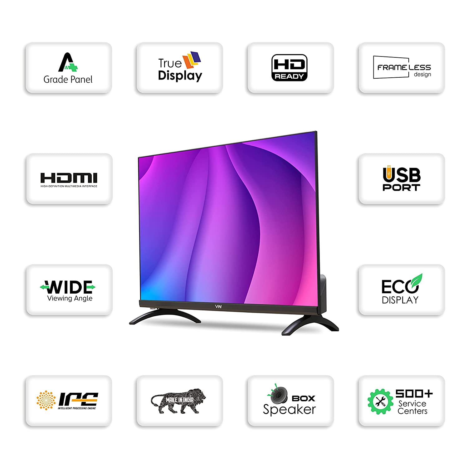 VW 60 cm (24 inches) Premium Frameless Series HD Ready LED TV VW24AFL ...
