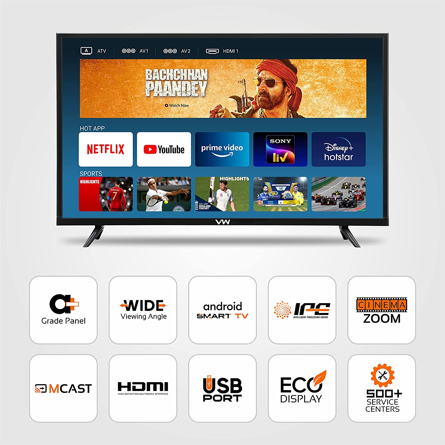 VW 80 cm (32 inches) Frameless Series HD Ready Android Smart LED TV VW ...